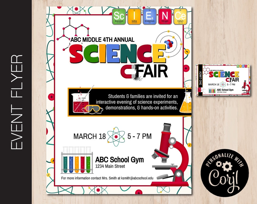 Editable Science Fair Flyer Custom Science Night Poster Event Invite ...