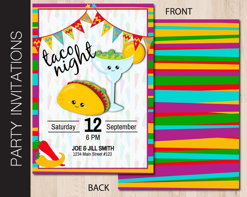 Editable TACO NIGHT Party Invitation | Taco Bar | Margarita Party ...
