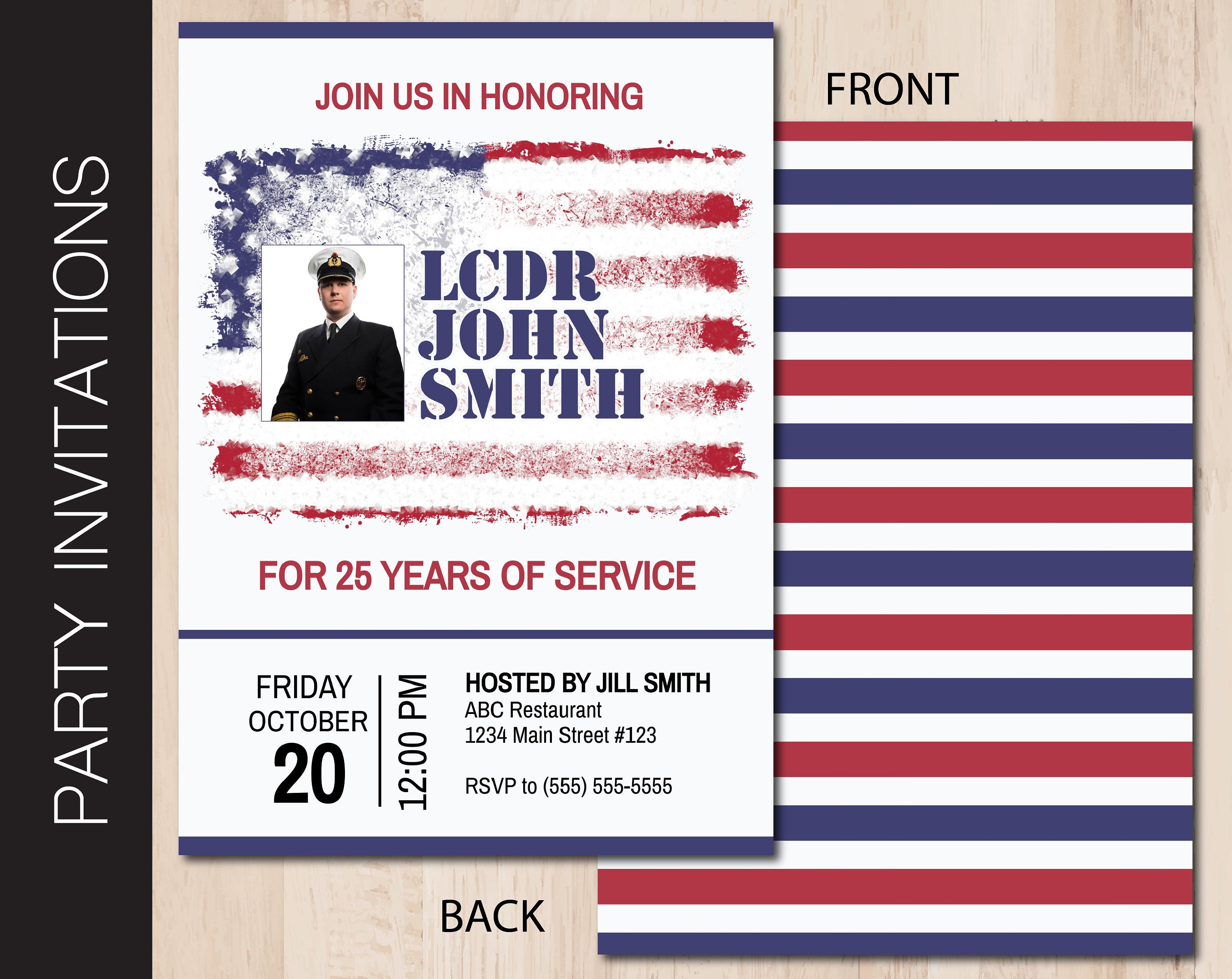 Editable SERVICEMEN RETIREMENT Party Invitation | Military | First ...