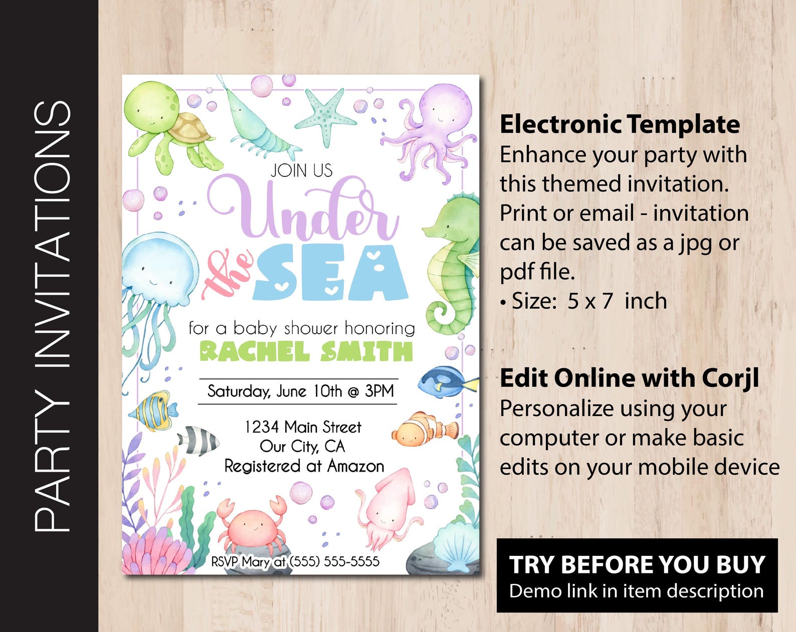 Editable Ocean Baby Party Invitation | Sea Babies | Under the Sea ...