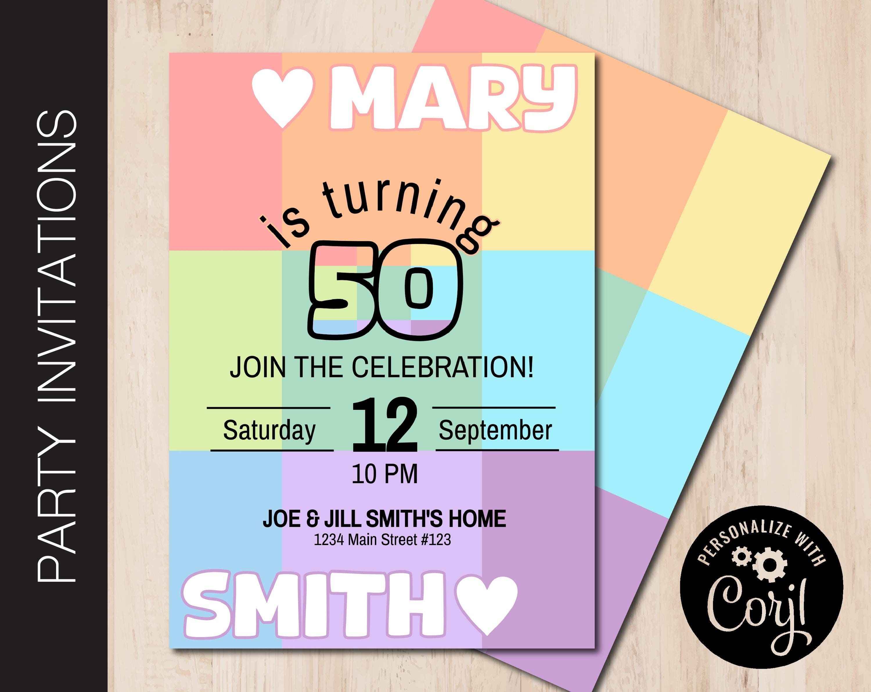 Editable Name Birthday Party Invitation | Adult Birthday Party | Kid ...