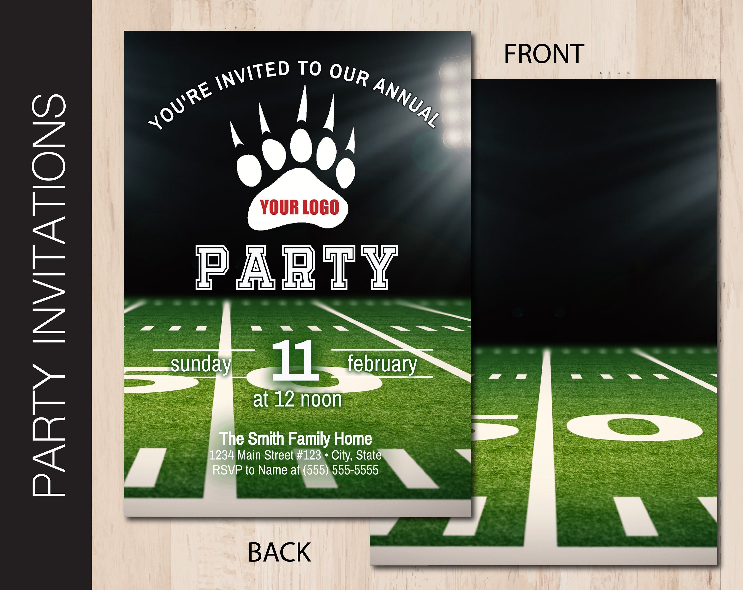 Editable FOOTBALL Party Invitation | Football Game Day Party | Big Game ...