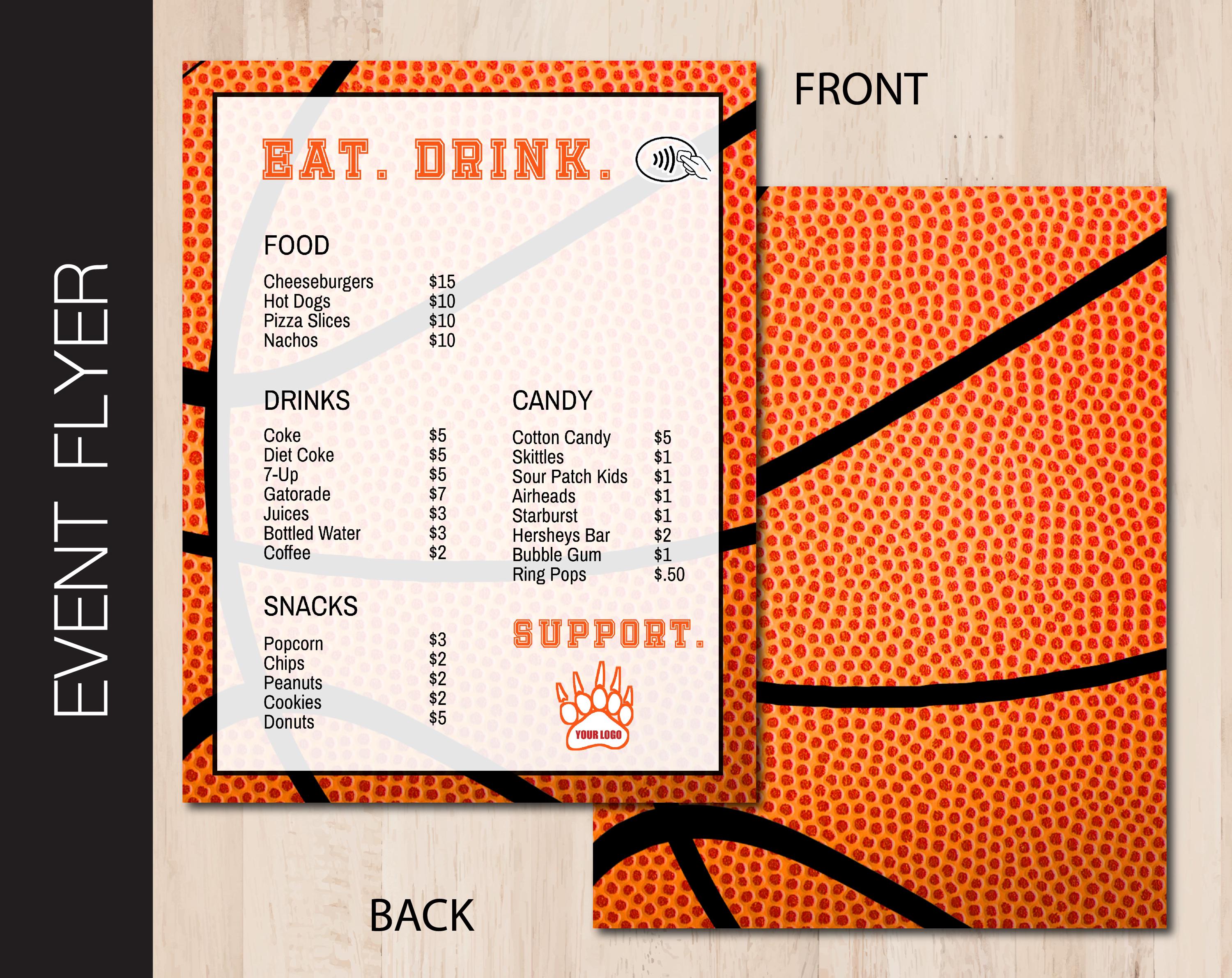 Editable Basketball Concessions Stand Flyer | Snack Stand Menu | Food ...