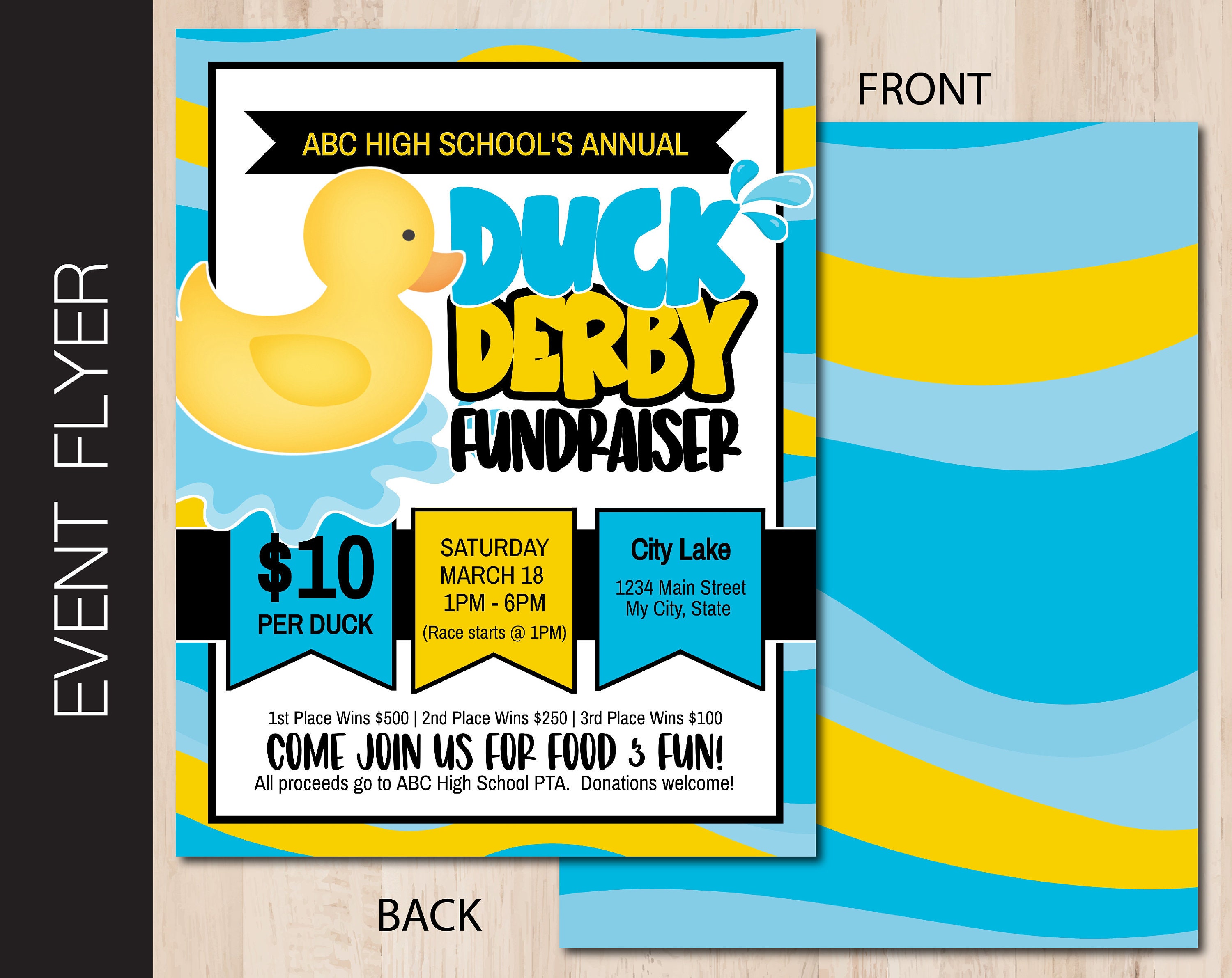 Editable Duck Derby Fundraiser Flyer | Custom Rubber Duck Race Poster ...