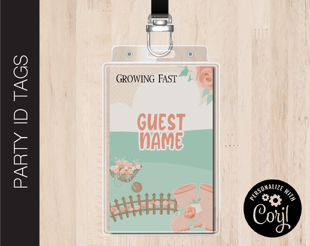 Editable GROWING Party ID Tag | Vip All Access Pass | ID Badge | Name ...