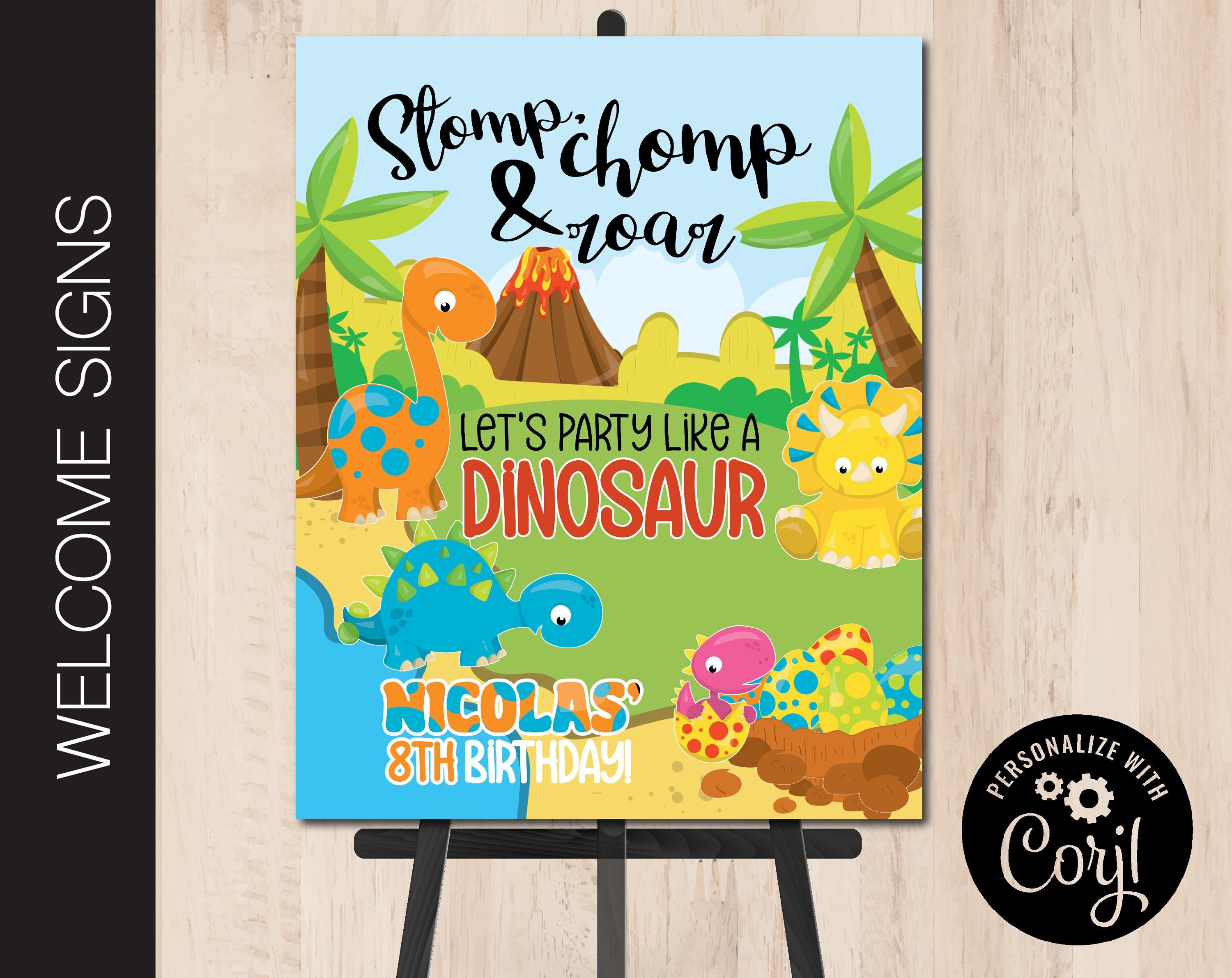 Editable DINOSAUR Party Welcome Sign | Reception Sign | Entrance ...