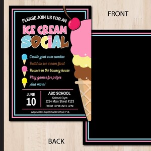Editable ICE CREAM Social Party Invitation | PTA Fundraiser | Community ...