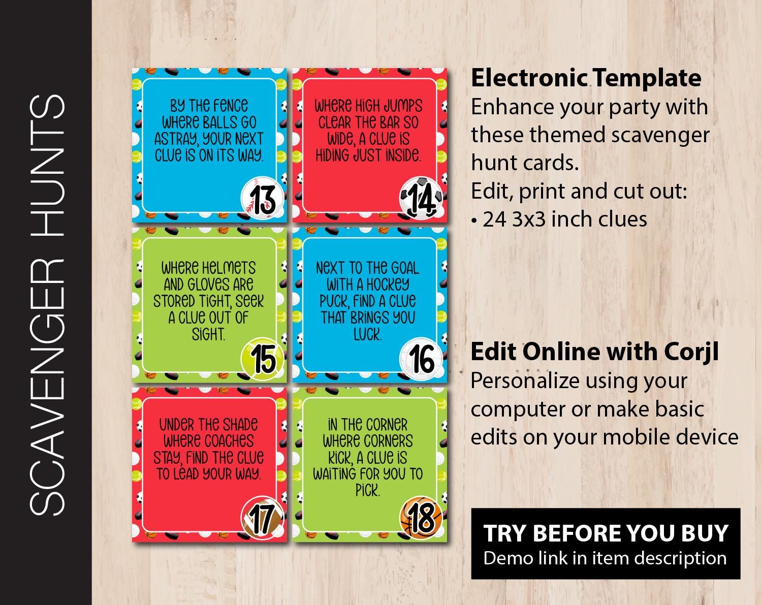 24 Editable Outdoor Scavenger Hunt Clue Card | Custom Treasure Hunt ...