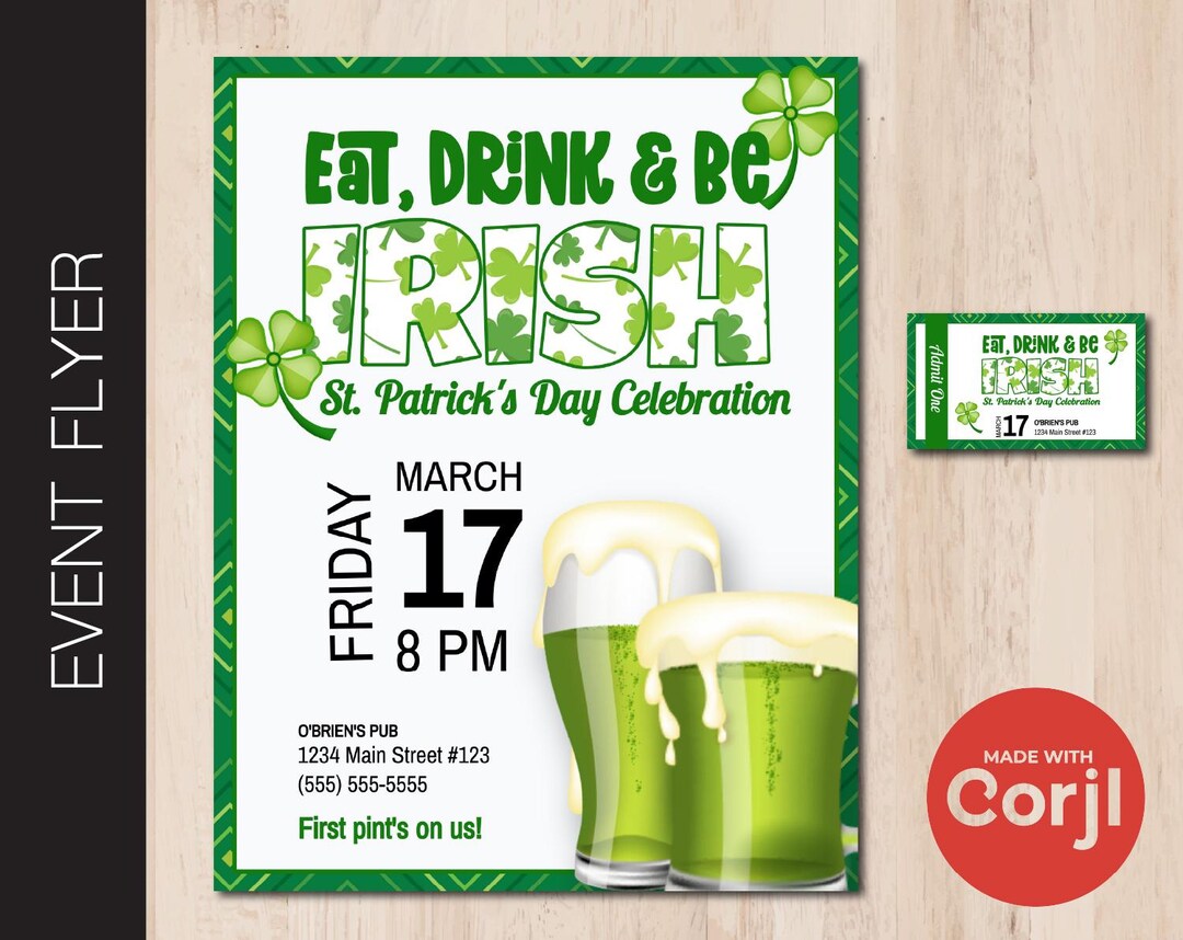 Editable St Patricks Day Event Flyer | Irish Fest Event Invitation | St ...