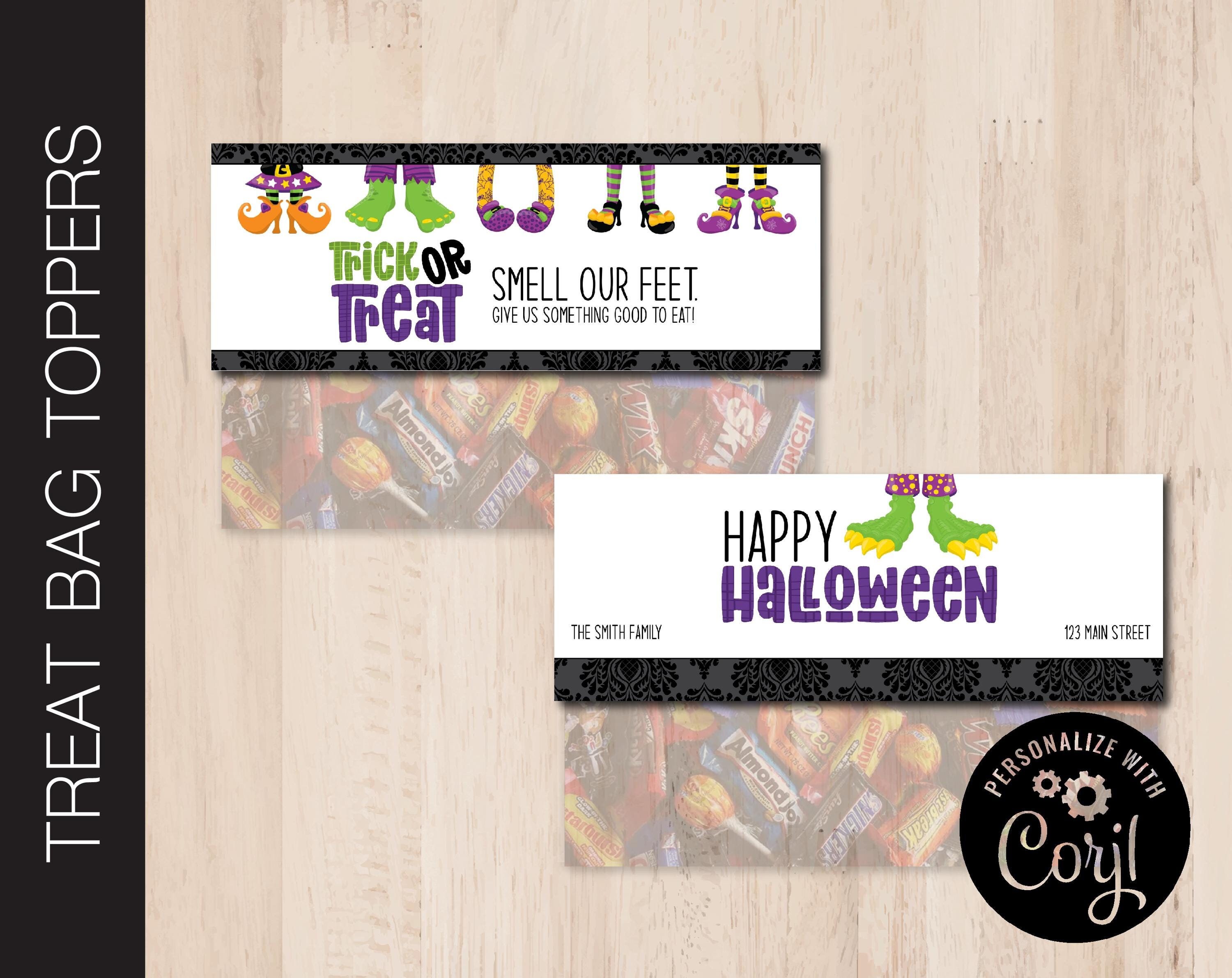 Editable Stinky Feet HALLOWEEN Treat Bag Topper | Candy Bag | Goodie ...