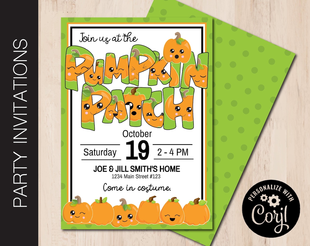 Editable Pumpkin Patch Party Invitation | Halloween Party Invite ...
