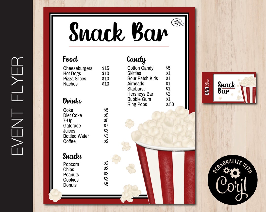Editable Concessions Stand Flyer | Snack Stand Menu | Food Stand Flyer ...