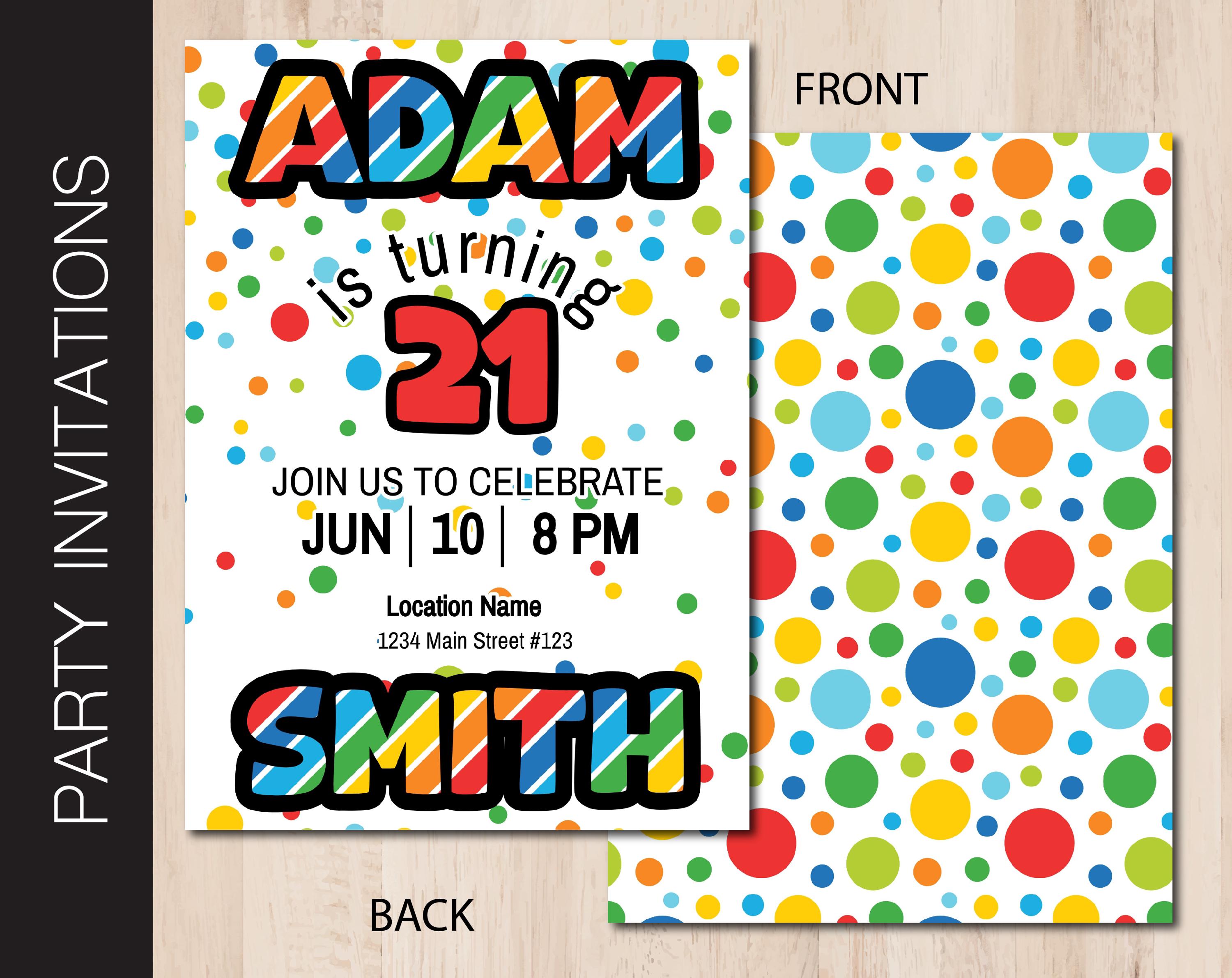 Editable Name Birthday Party Invitation | Adult Birthday Party | Kid ...