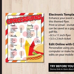 Editable Concessions Stand Flyer | Snack Menu | Street Food | School ...