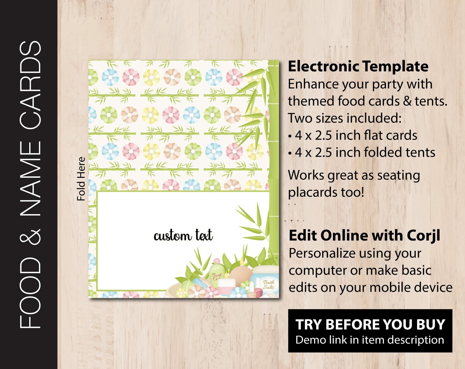 Editable SPA Party Food Label Tents | Nail Salon Party Food Placards ...