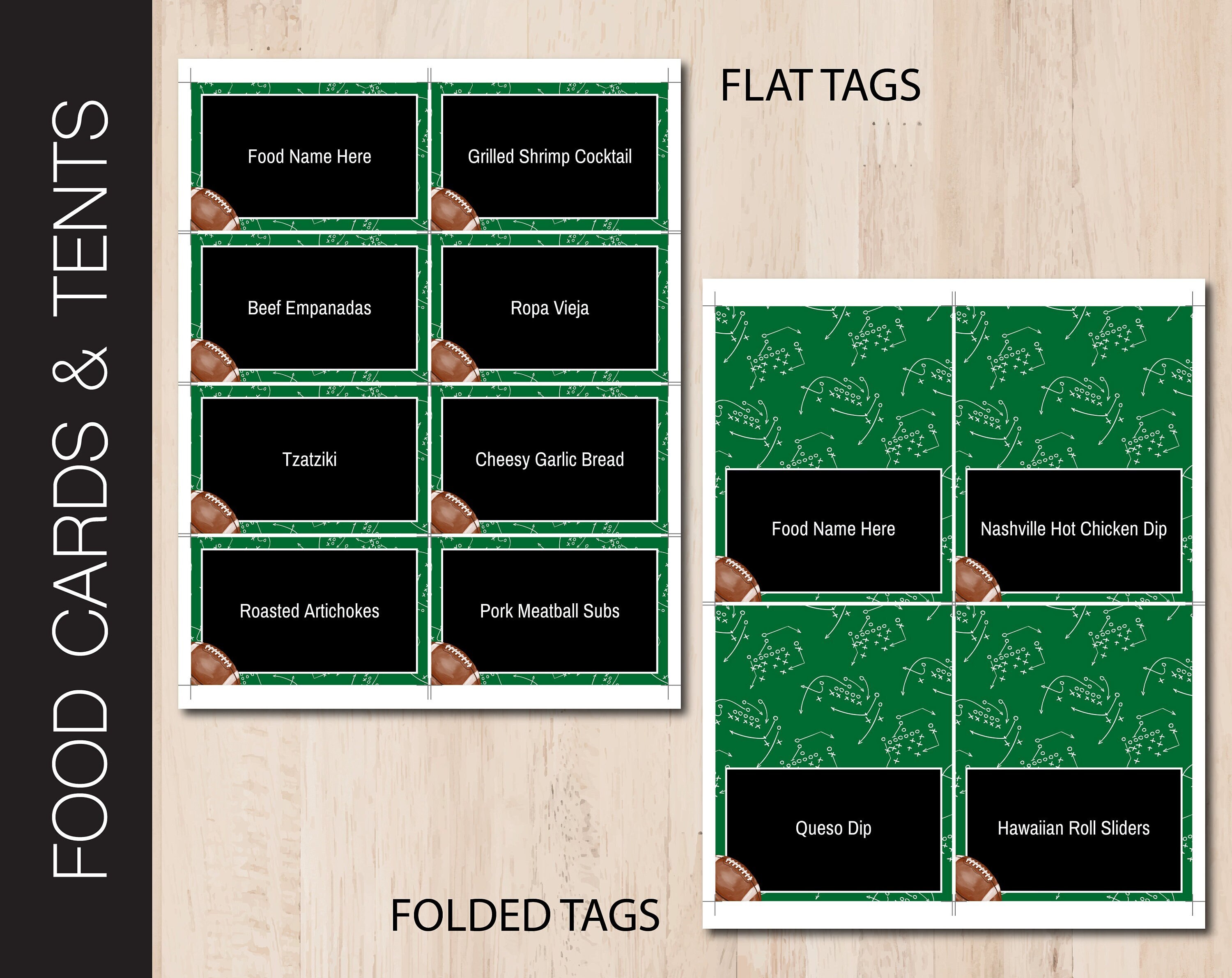 Editable FOOTBALL Party Food Label Tents | Game Day Food Placards | Big ...