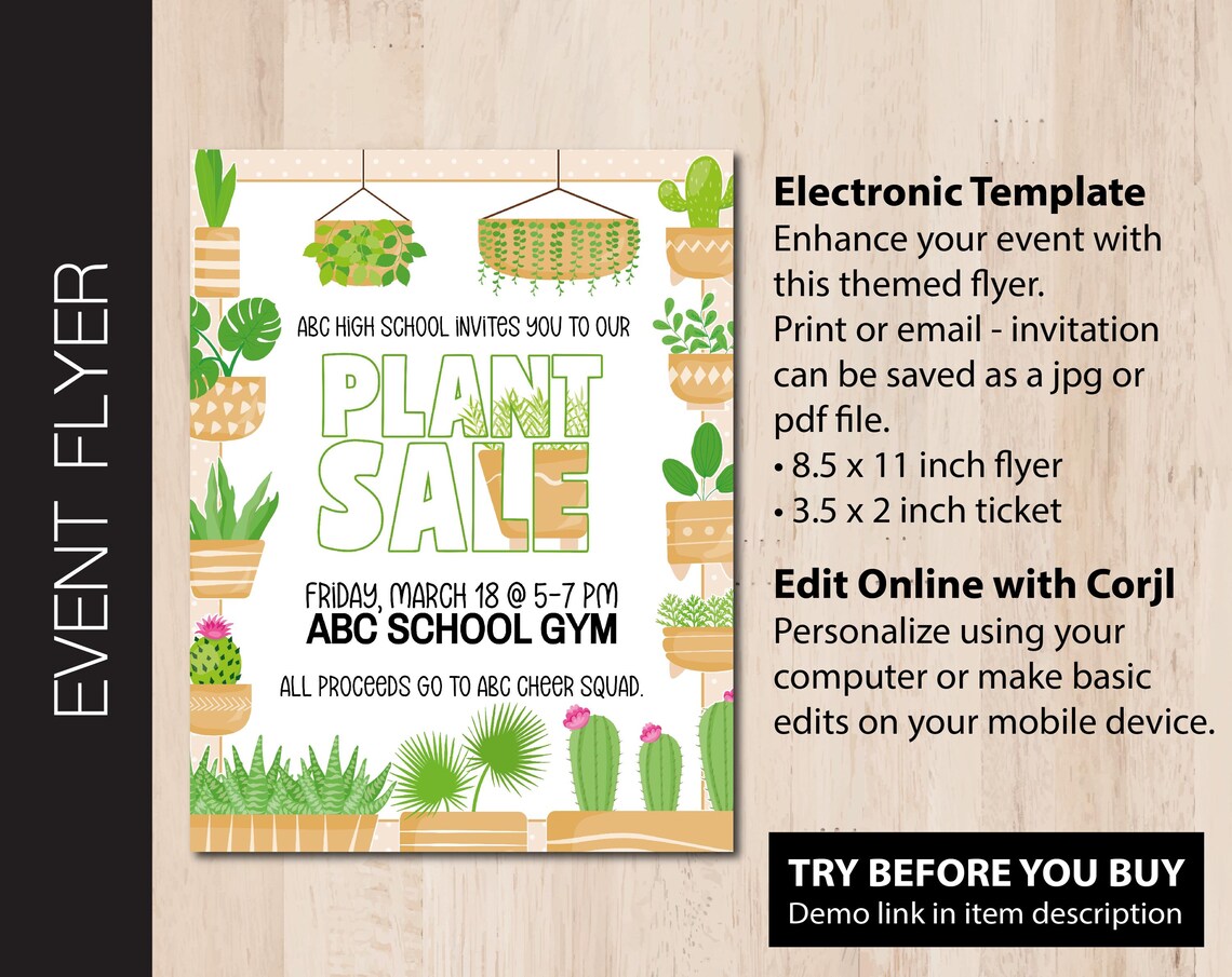Editable Plant Sale Flyer | Custom Plant Sale Event Invitation | Plant ...