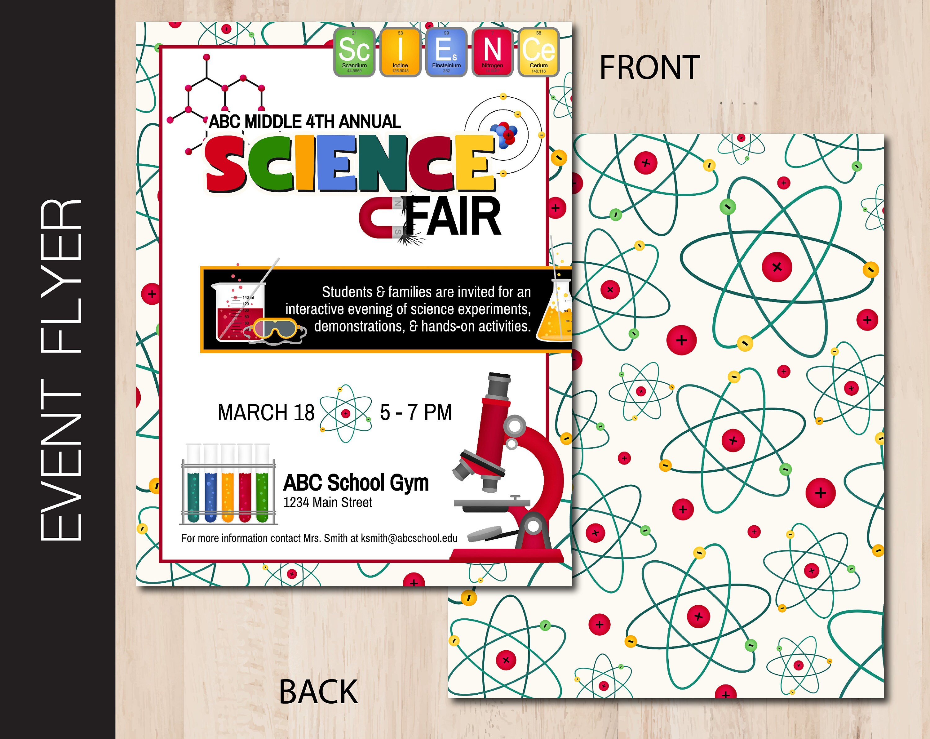 Editable Science Fair Flyer | Custom Science Night Poster Event Invite ...