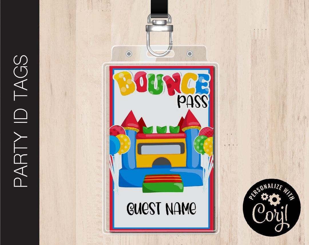Editable BOUNCE HOUSE Party ID Tag | Vip All Access Pass | Id Badge ...