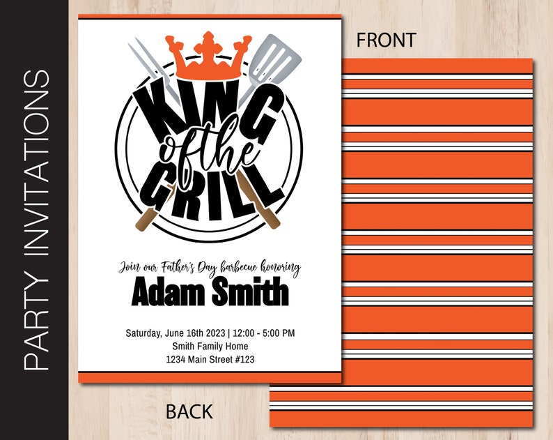 Editable KING of the Grill Invitation | Celebrate Fathers Day | Dads ...