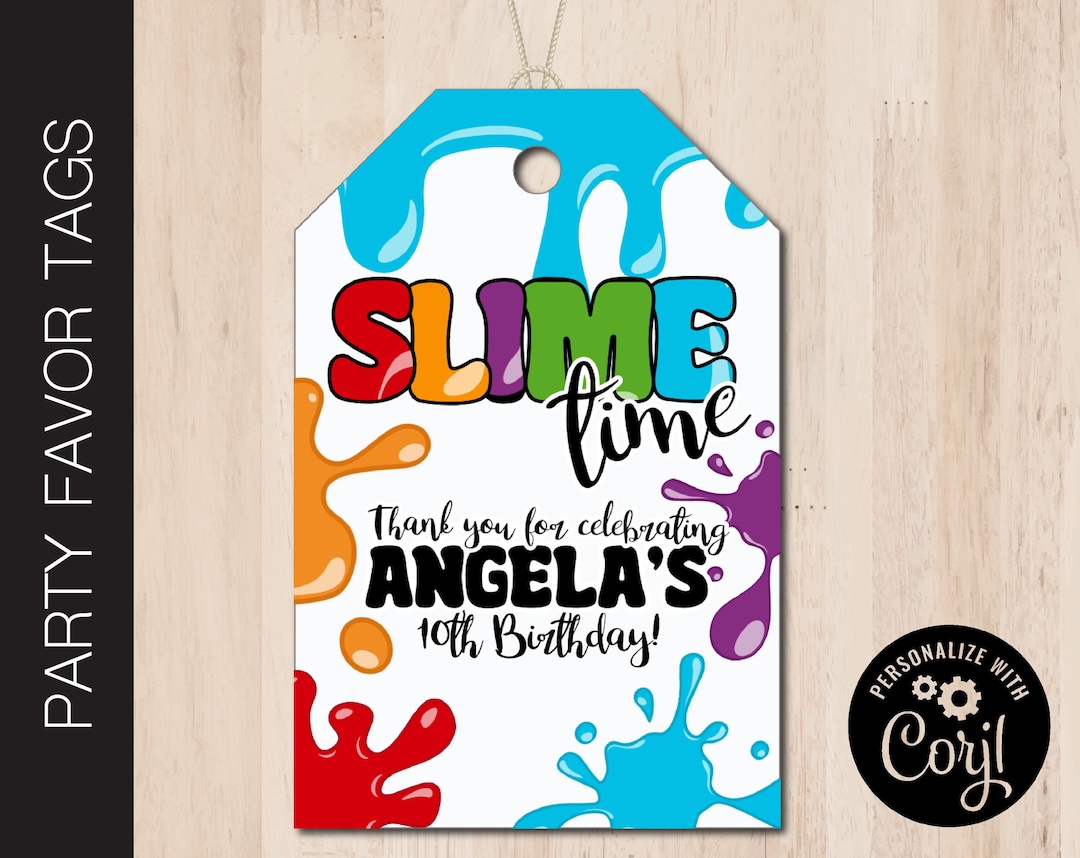 Printable SLIME Party Favor Tags | Party Gift Tag | Goodie Bag Tag ...