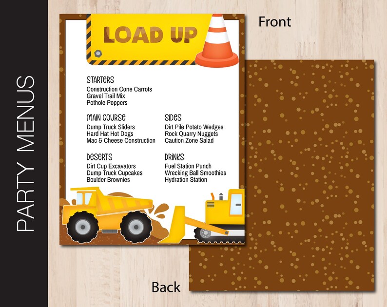 Editable DUMP TRUCK Party Menu | Food Menu | Drink Sign | Concessions ...