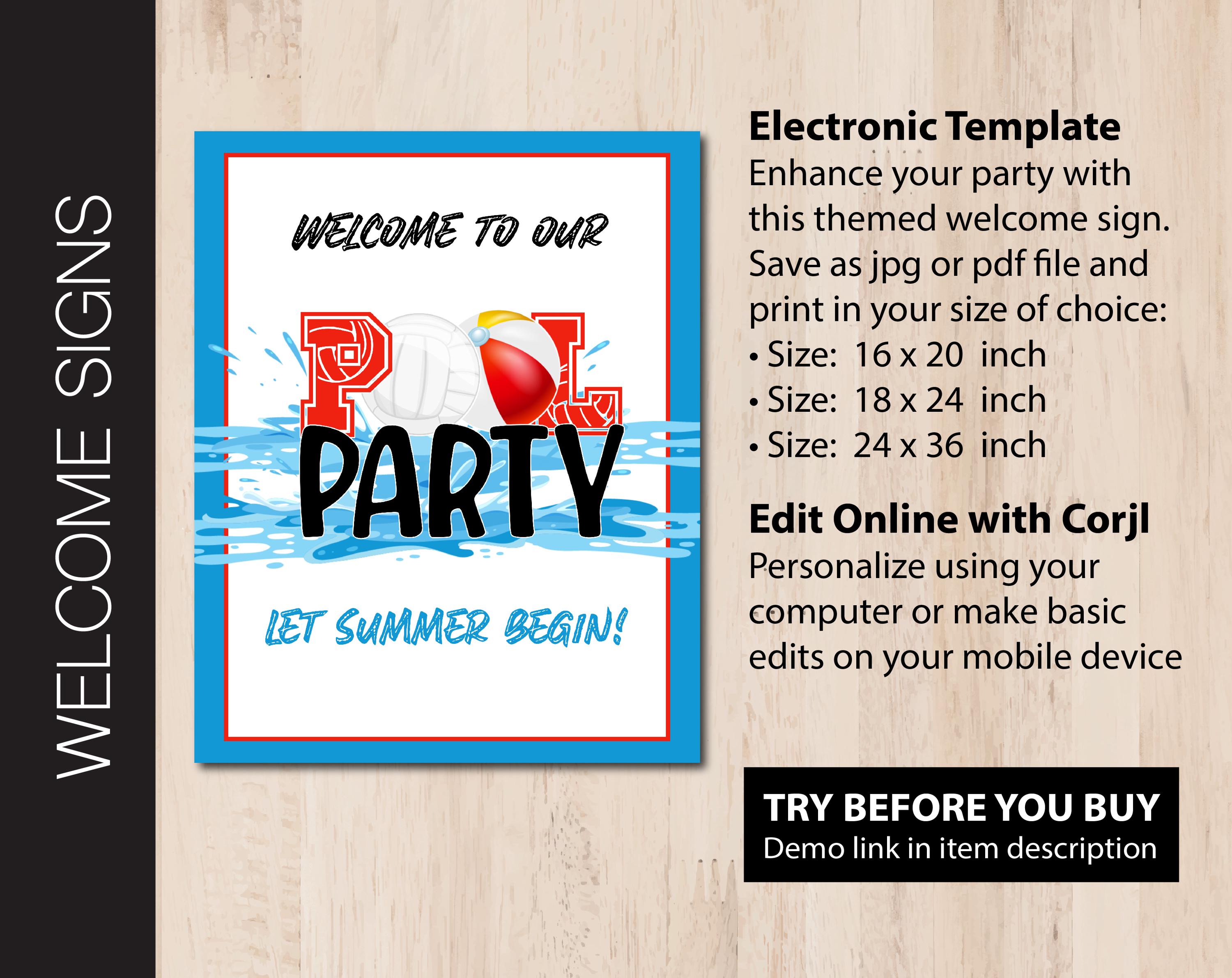 Editable VOLLEYBALL Party Welcome Sign | Reception Sign | Entrance ...