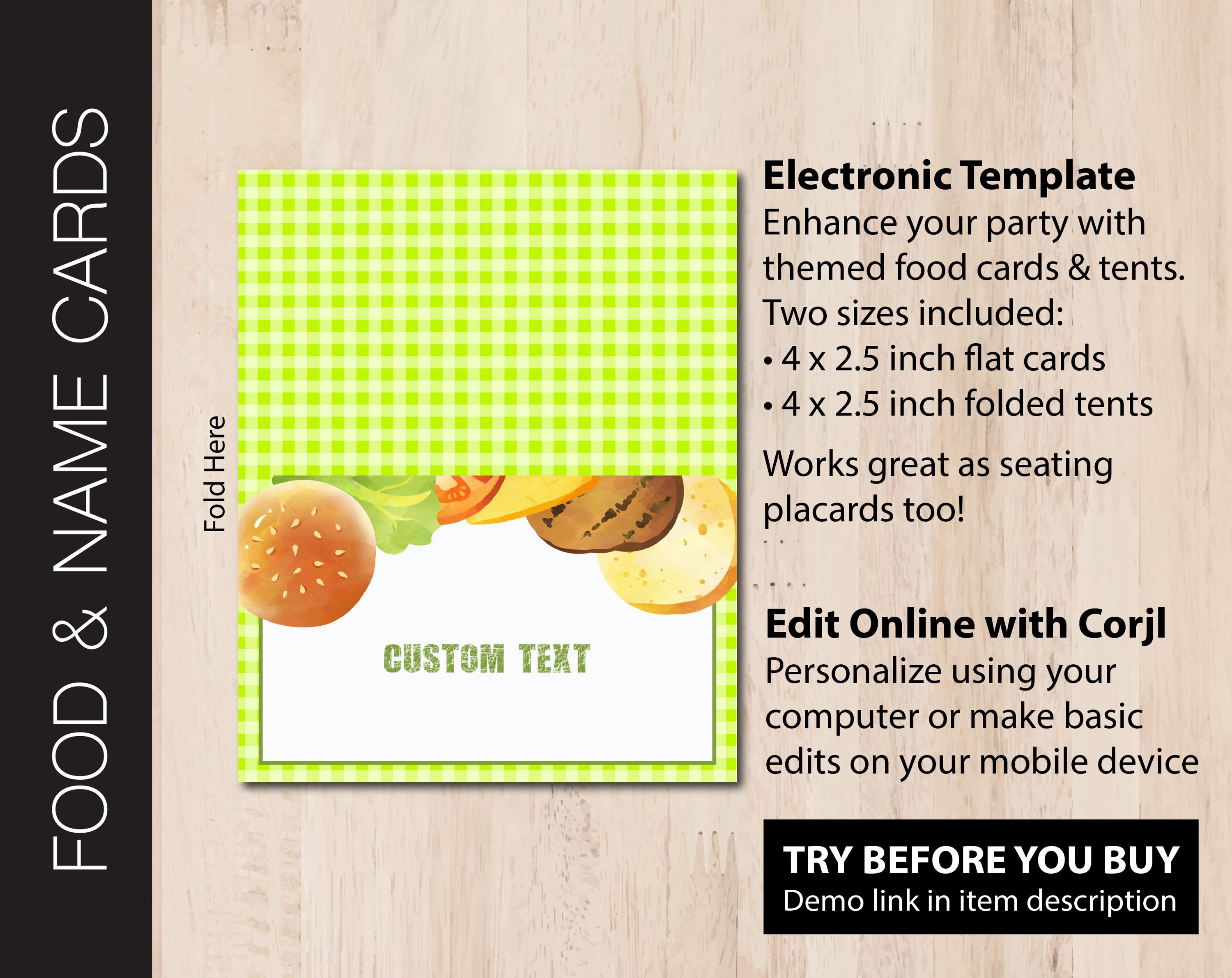 Editable COOKOUT Party Food Label Tents | Party Food Placards | Party ...