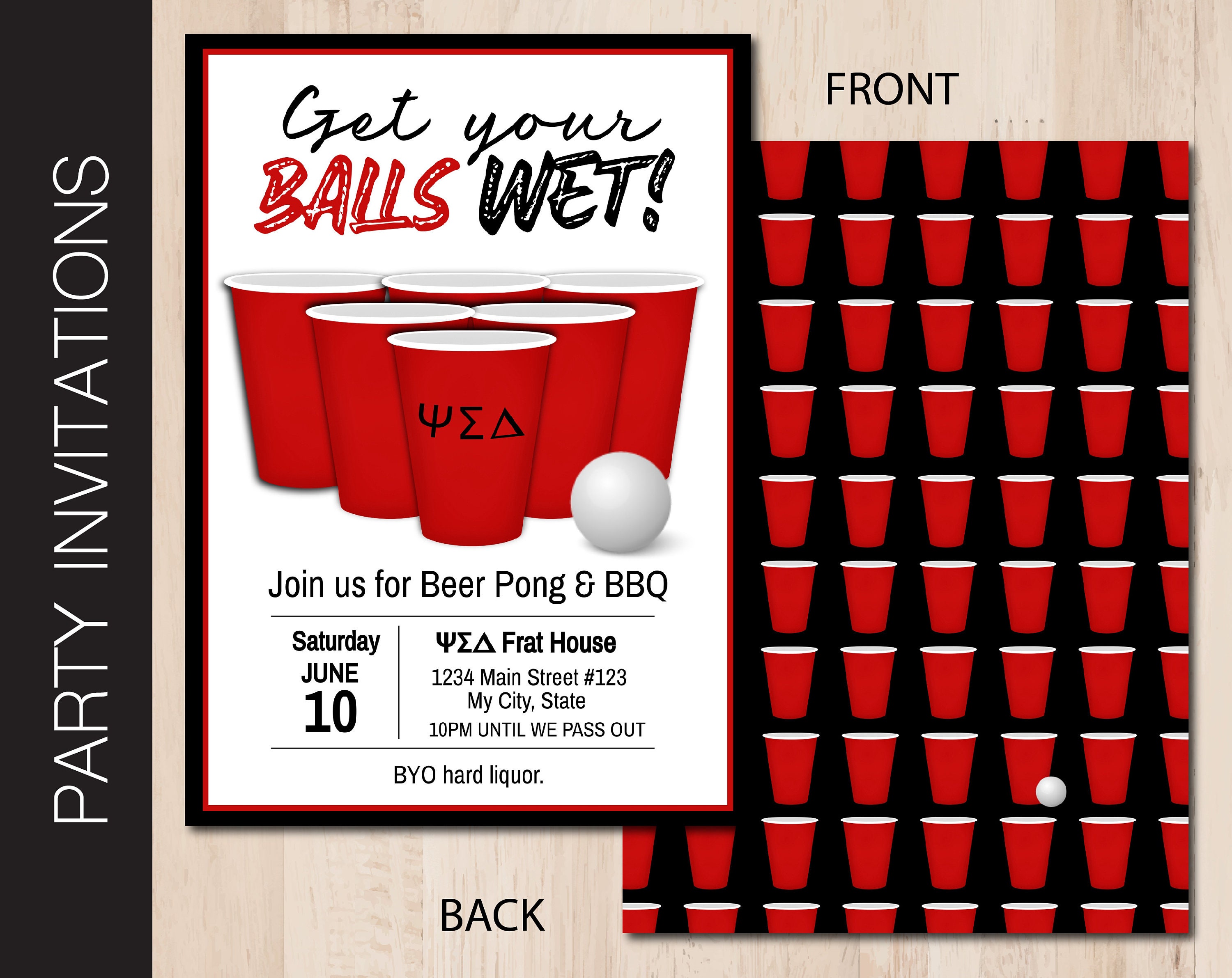 Editable BEER PONG BBQ Party Invitation Fraternity Party - Etsy Canada