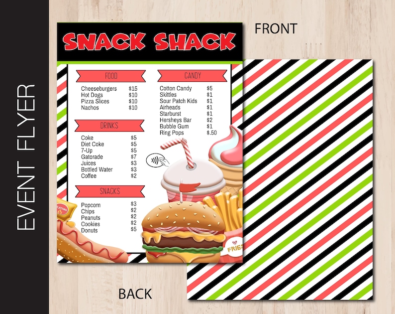 Editable Concessions Stand Flyer | Snack Stand Menu | Food Stand Flyer ...