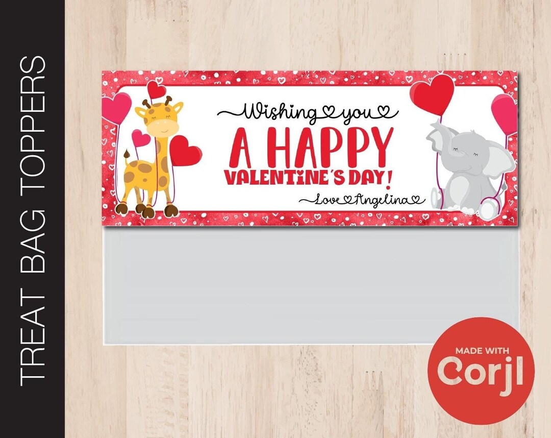 Editable VALENTINES DAY Treat Bag Topper | Candy Bag | Cupid Day Goodie ...