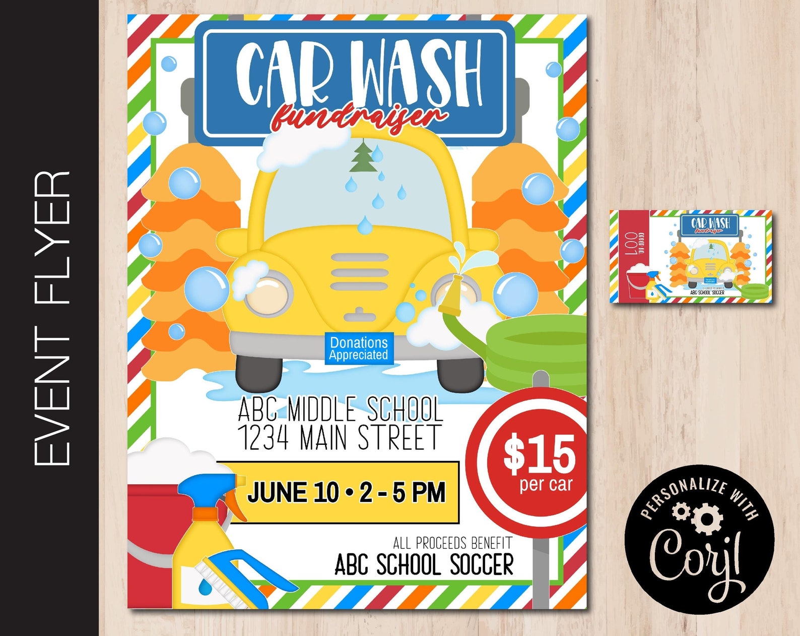 Editable Car Wash Fundraiser Flyer | Custom Car Wash Poster Event ...