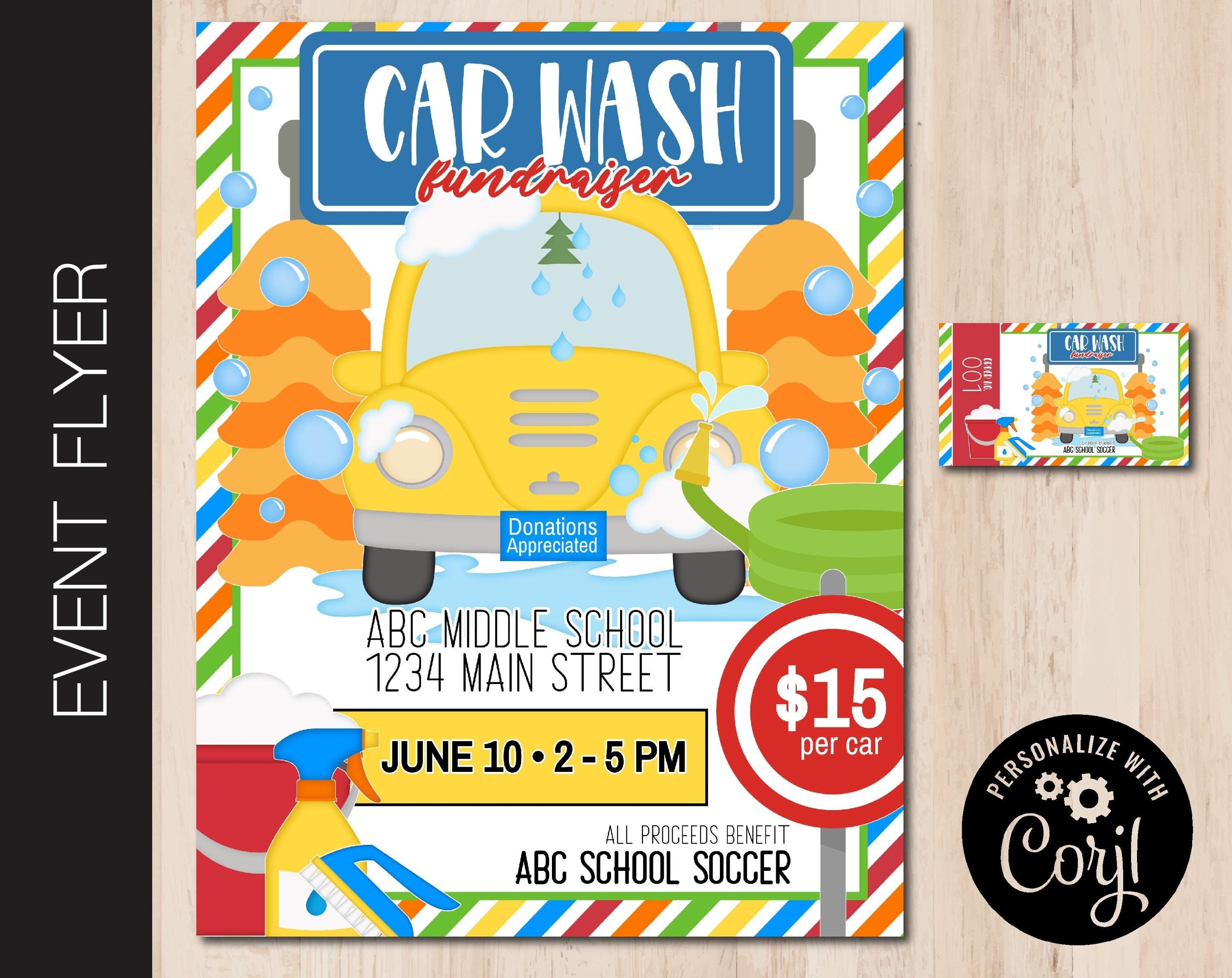 Editable Car Wash Fundraiser Flyer Custom Car Wash Poster Event ...