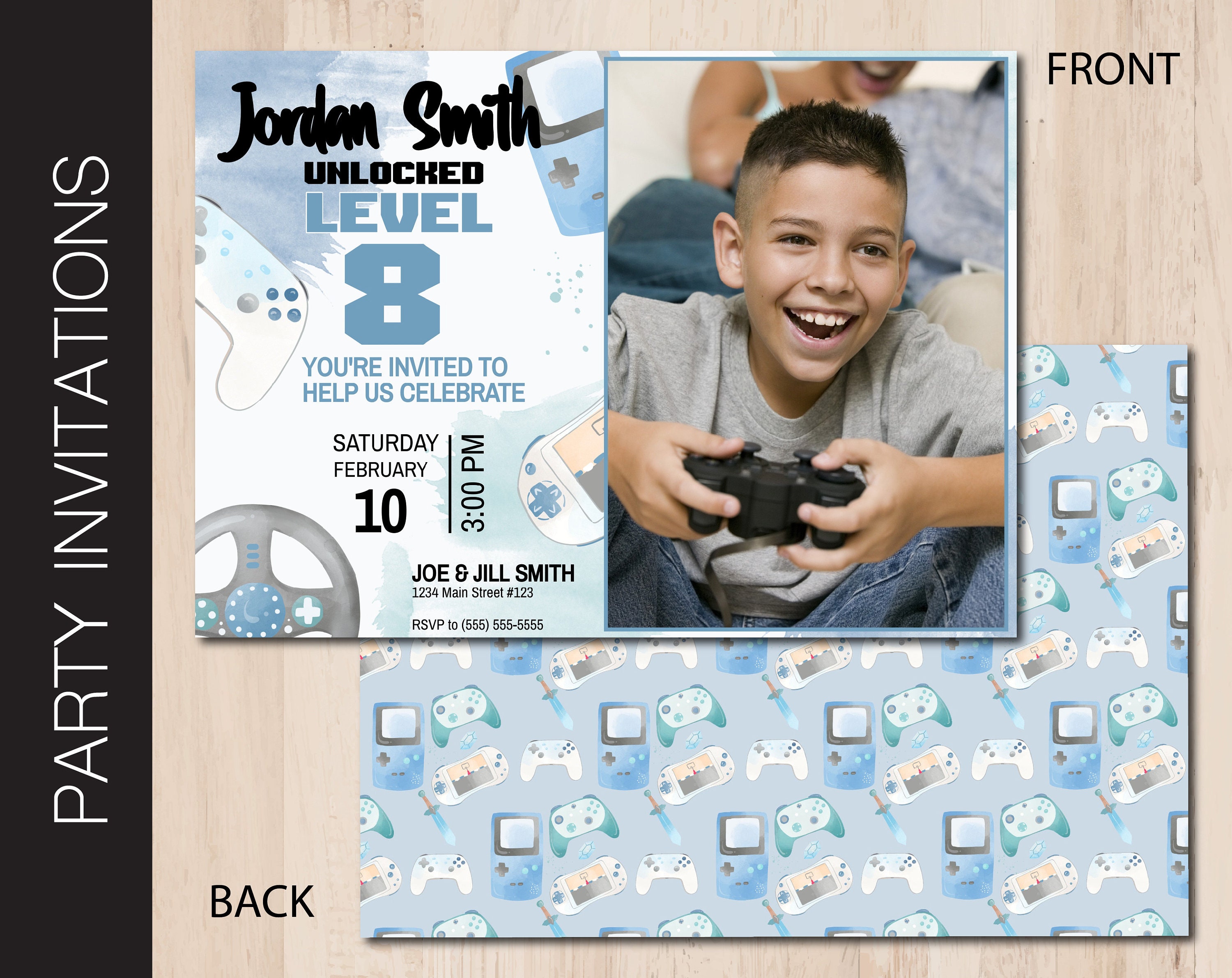 Editable GAMER Party Photo Invitation | Video Game Celebration | Photo ...