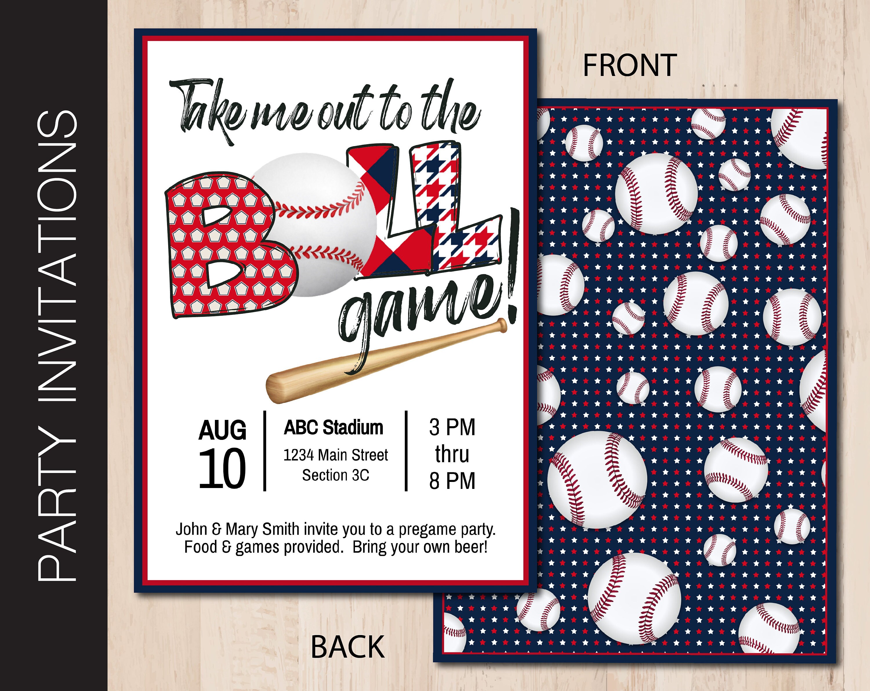 Editable TAILGATE Party Invitation | Game Day | Baseball Invite | Red ...