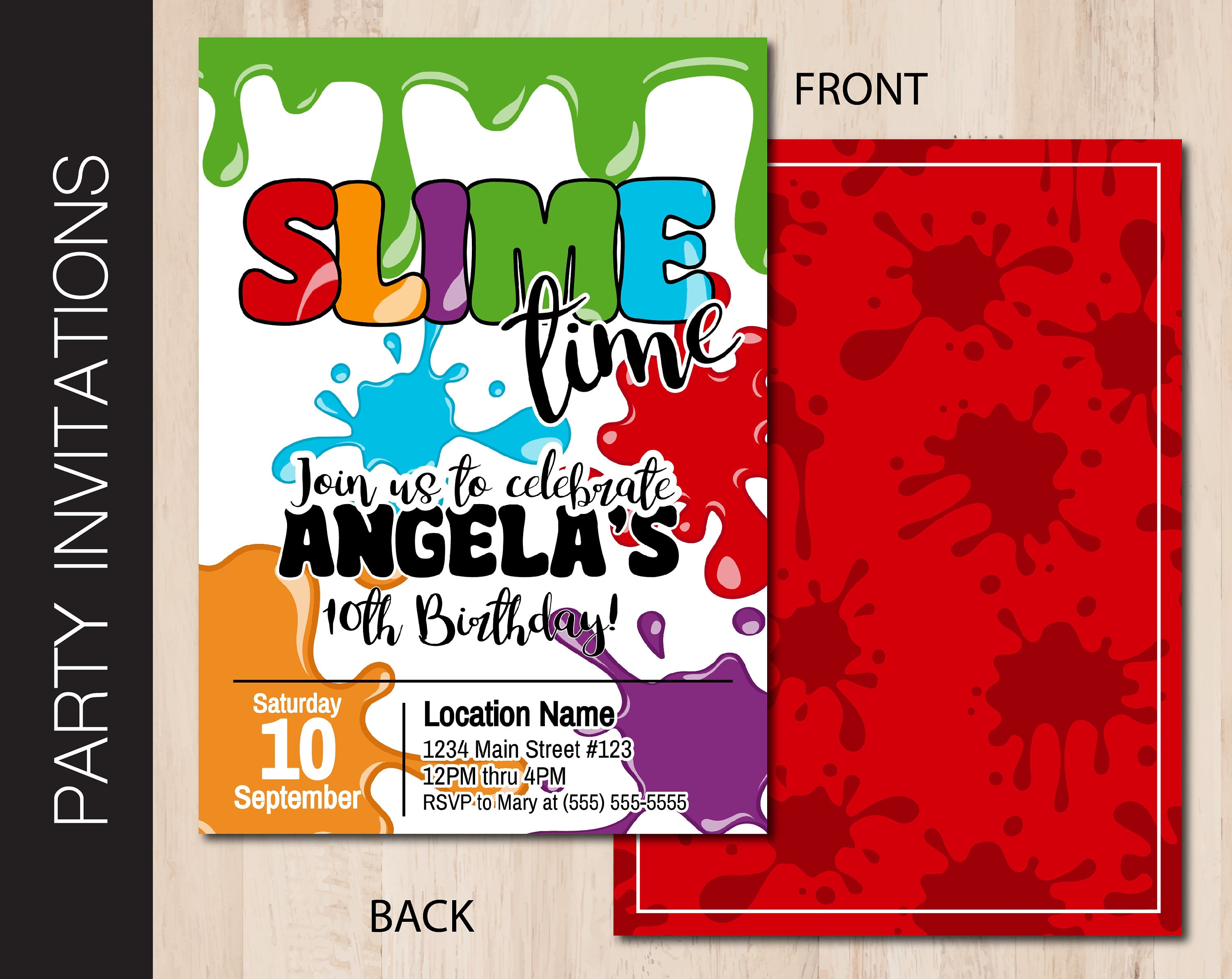Editable SLIME Party Invitation | Slime Fun | Jump Party | Kids Party ...
