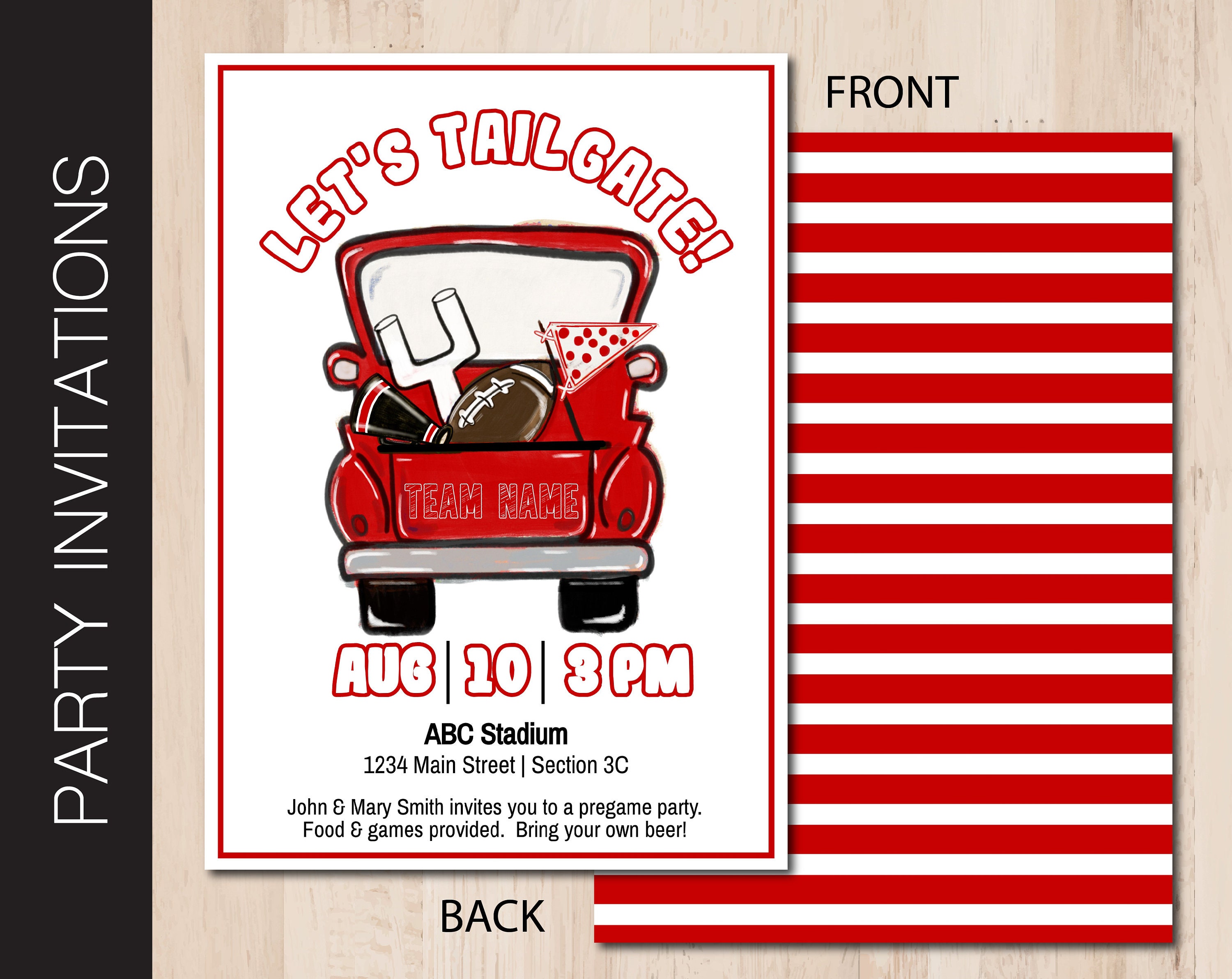 Editable TAILGATE Party Invitation | Game Day | Football Invite | Red ...
