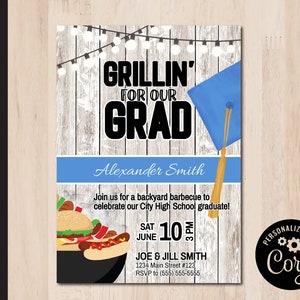 Editable GRILL for GRAD Party Invitation | Graduation Barbecue | BBQ ...
