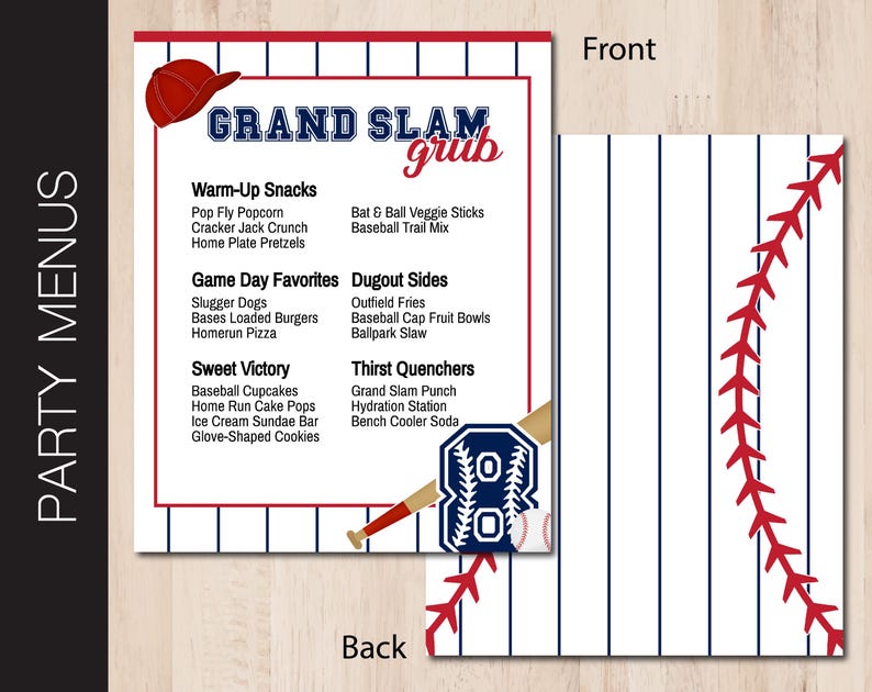 Editable BASEBALL Party Menu | Food Menu | Drink Sign | Concessions ...