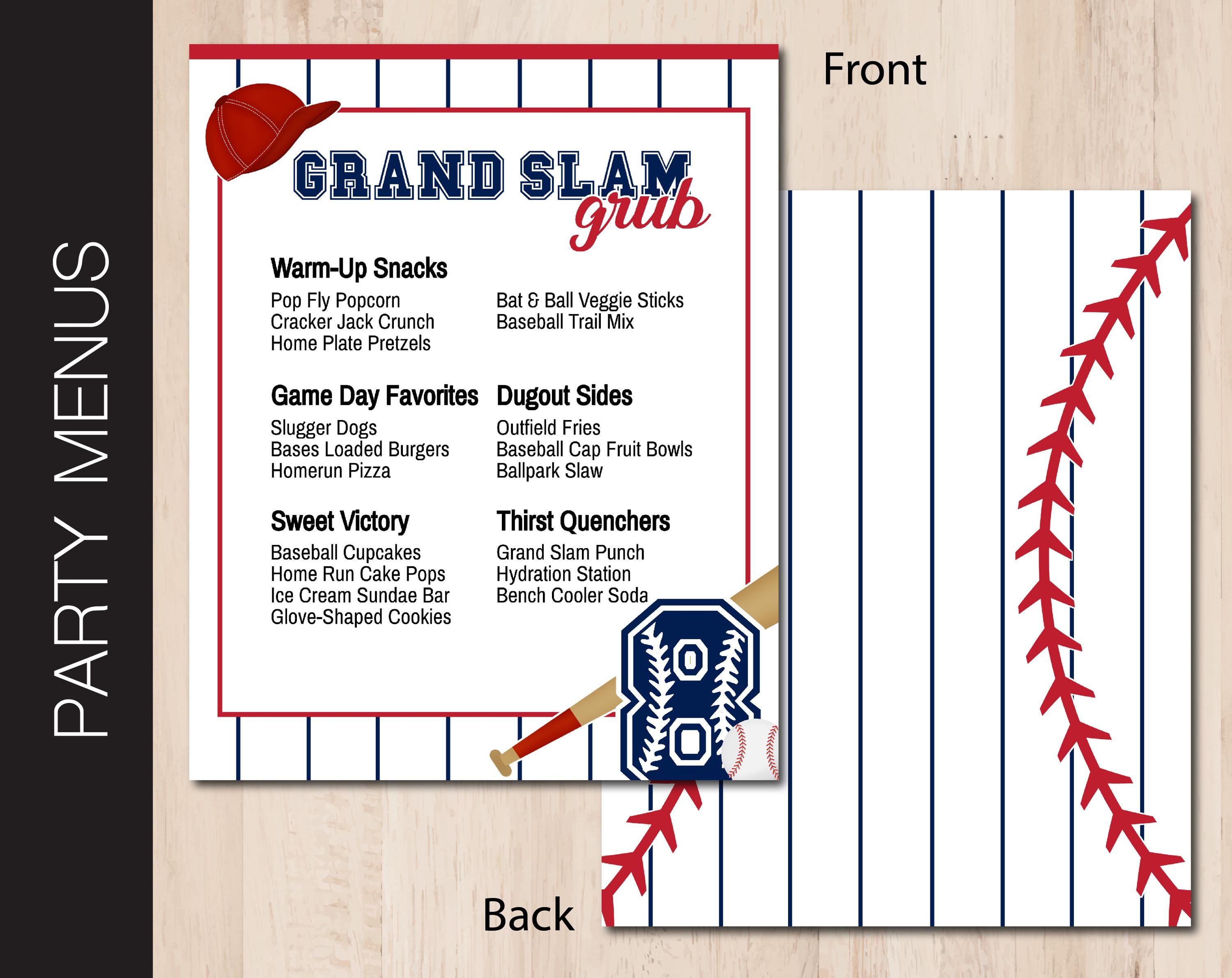 Editable BASEBALL Party Menu | Food Menu | Drink Sign | Concessions ...