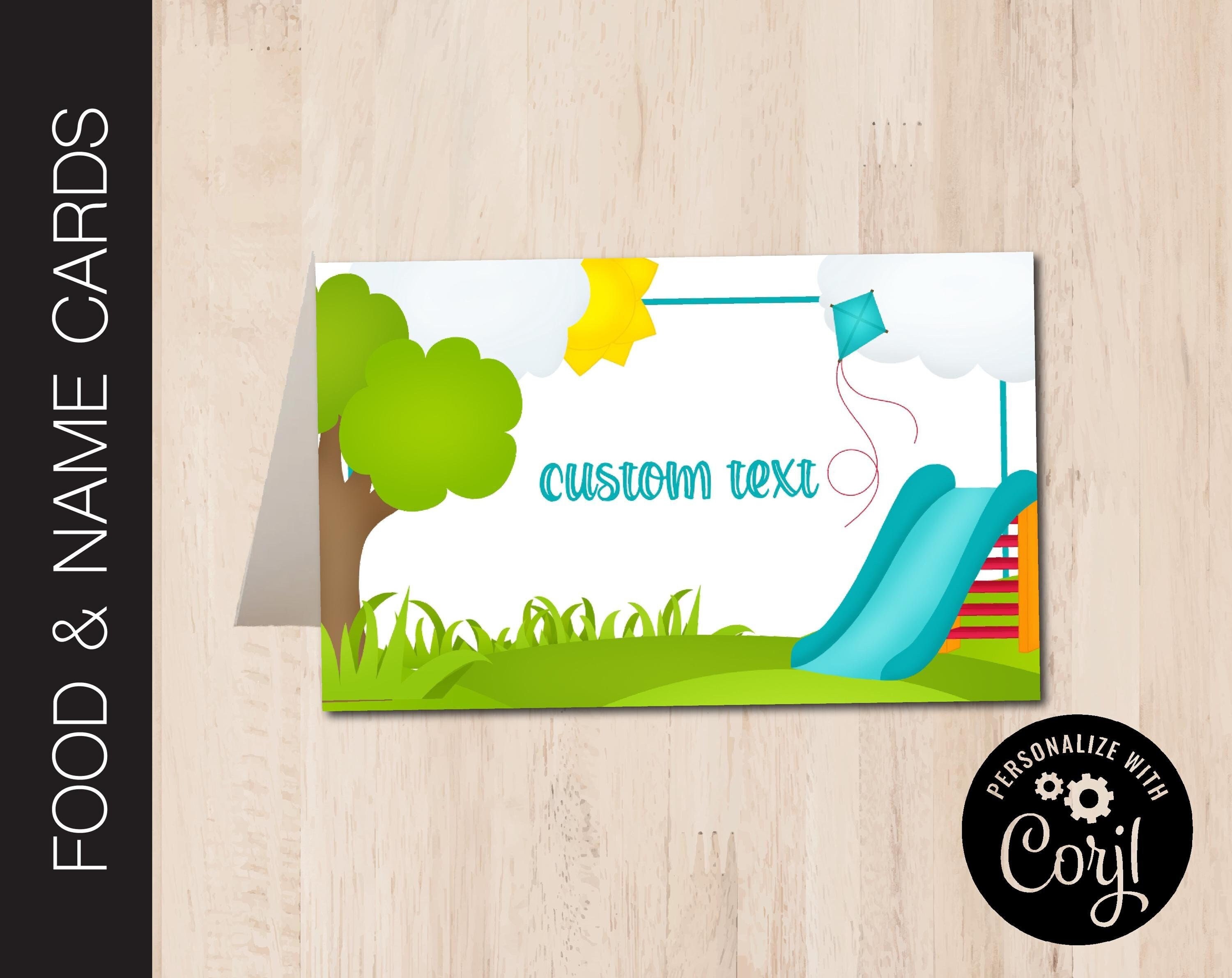 Editable PLAYGROUND Birthday Party Food Label Tents | Party Food ...