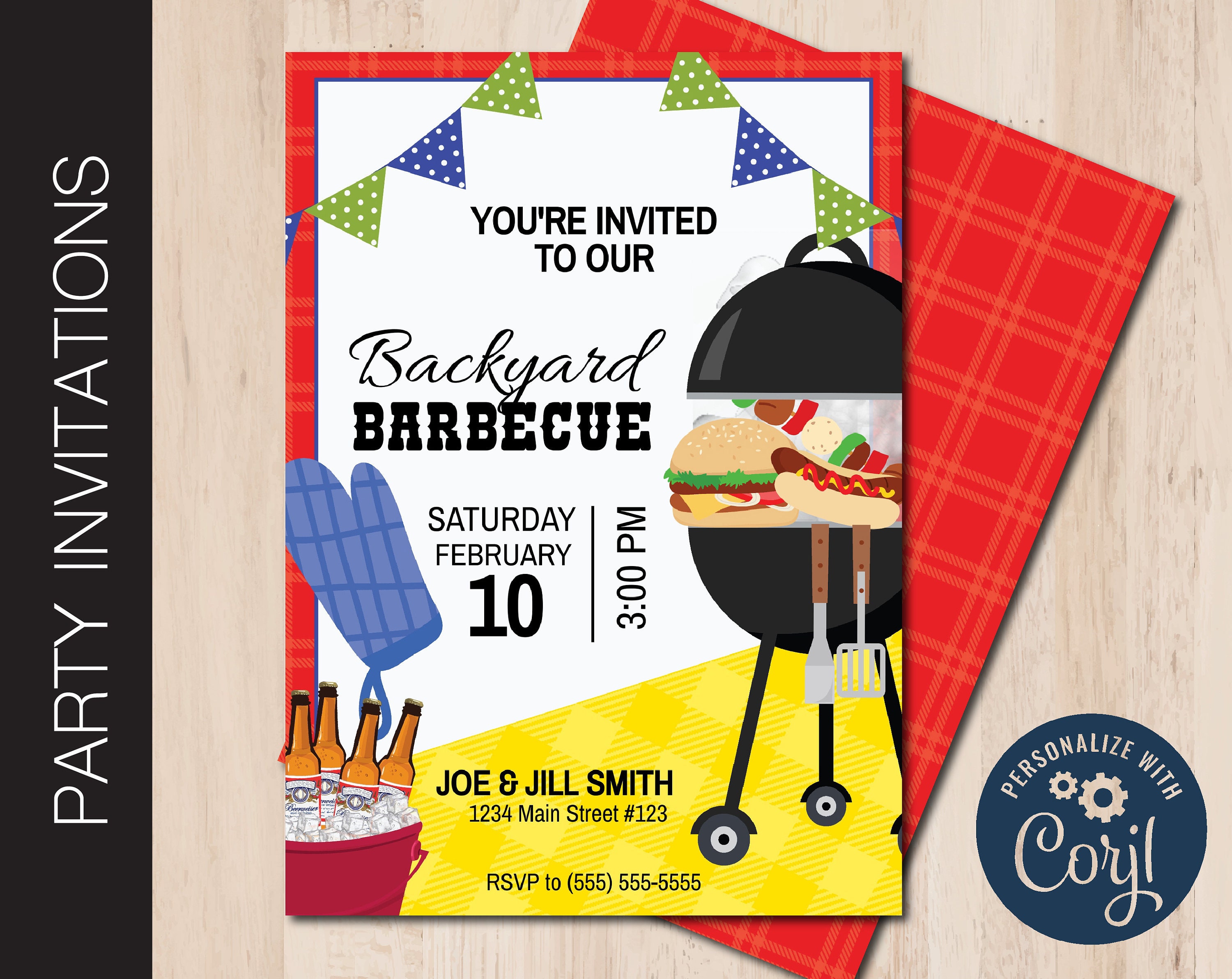 Editable BACKYARD BARBECUE Party Invitation Grill Invite - Etsy