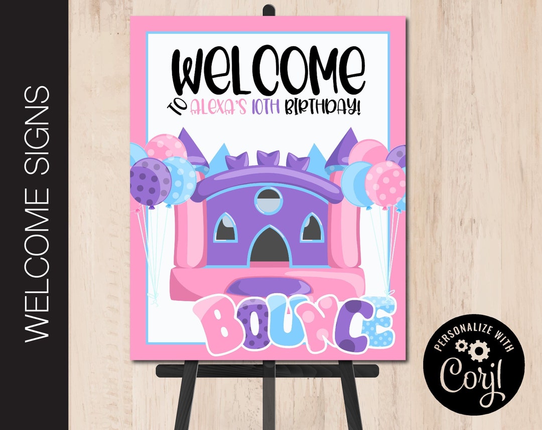 Editable BOUNCE HOUSE Party Welcome Sign | Reception Sign | Entrance ...