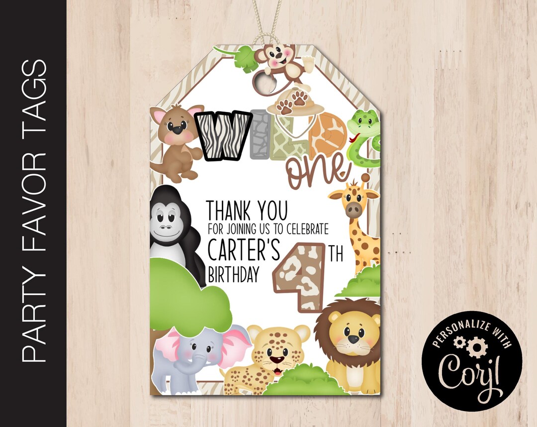 Printable WILD ONE Party Favor Tags | Party Gift Tag | Goodie Bag Tag ...
