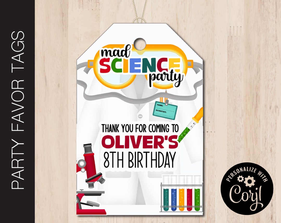 Printable SCIENCE Party Favor Tags | Party Gift Tag | Goodie Bag Tag ...