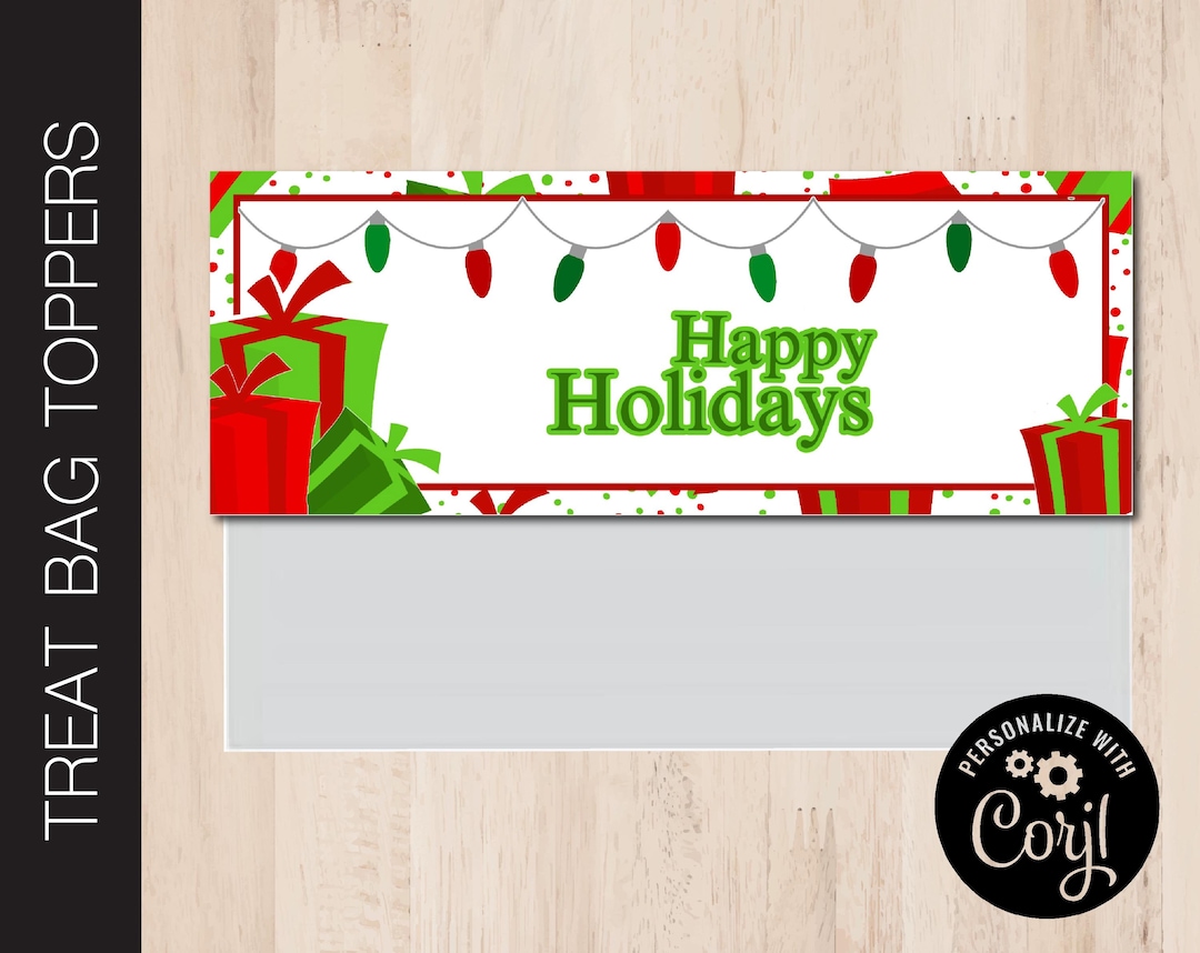 Editable CHRISTMAS Treat Bag Topper | Candy Bag | Xmas Goodie Bag ...