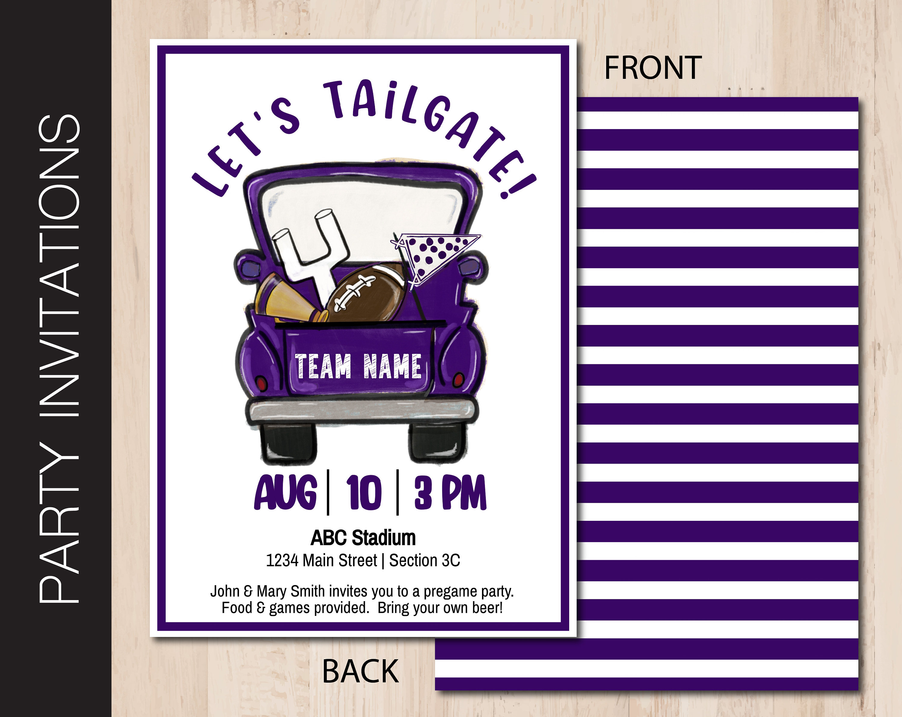 Editable TAILGATE Party Invitation | Game Day | Football Invite ...