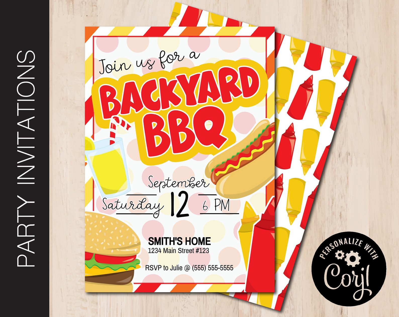 Editable BACKYARD BARBECUE Party Invitation | Summer Barbecue Invite ...