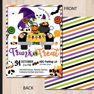 Editable Trunk or Treat Flyer | Halloween Event | Trick or Treat Invite ...