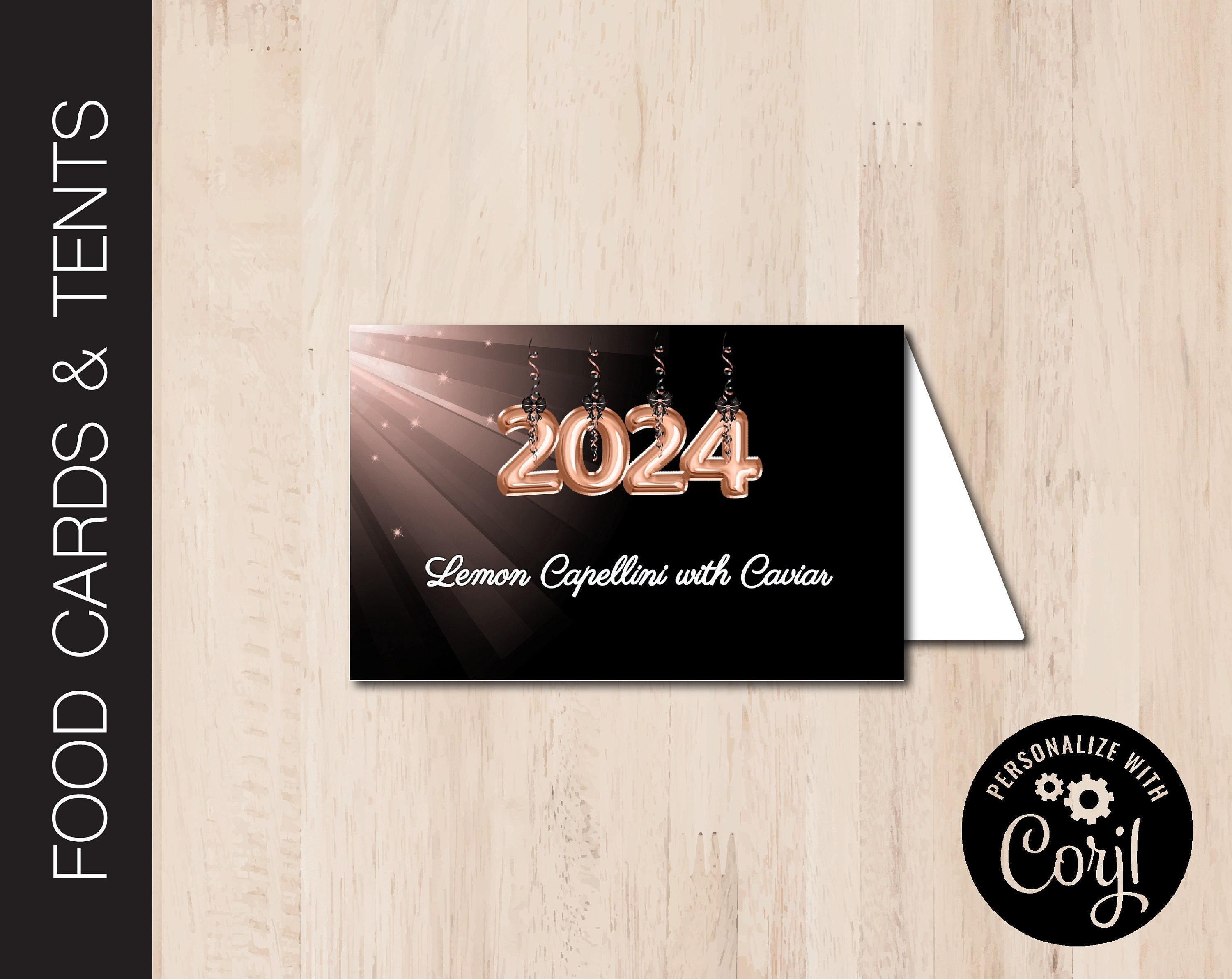 Editable NEW YEARS Eve Party Food Label Tents | NYE Party Seating ...